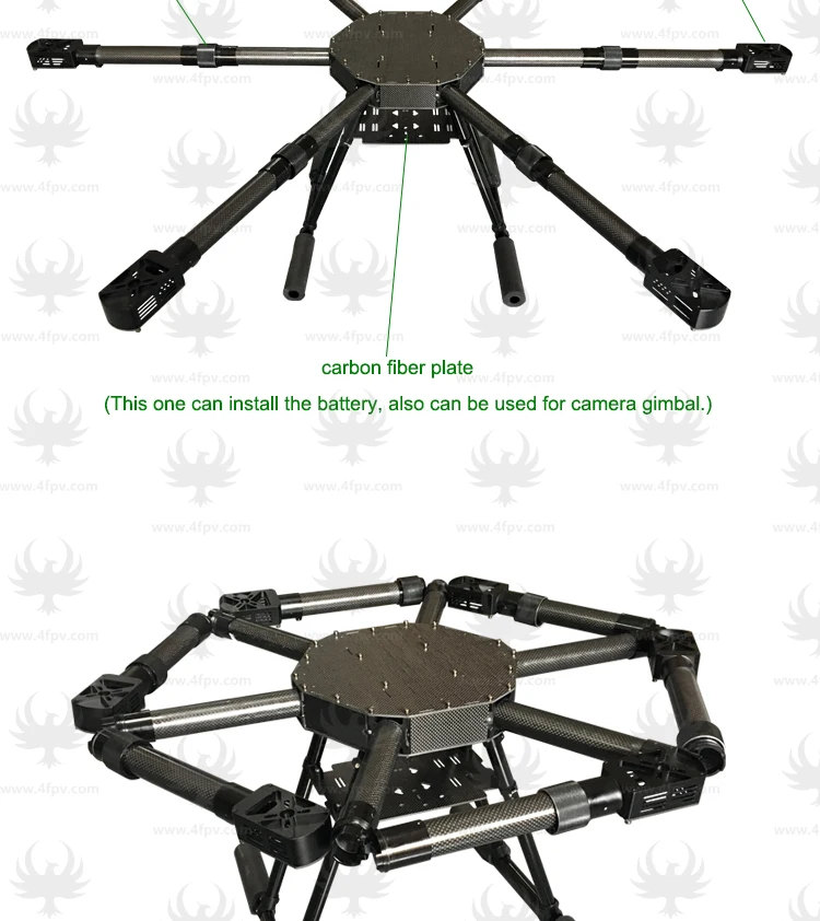 Jmrrc Hexacopter V1000hz Carbon Fiber Frame Kit,Cross-folding ...