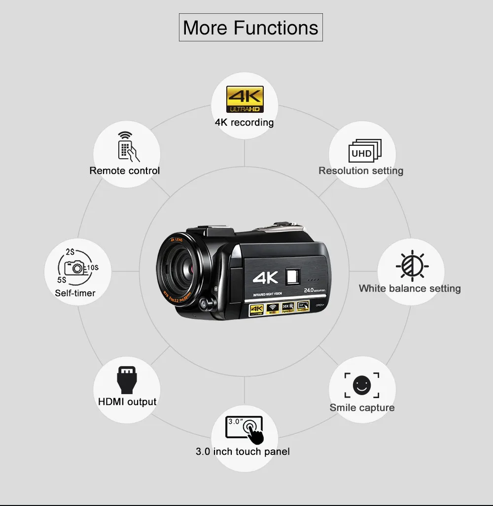 Super 4k Digital Video Camera 24 Mega Pixels Digital Camera with 3.0 ...
