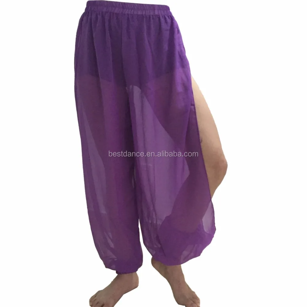 Bestdance Chiffon Slit Sheer Harem Yoga Pant Belly Dance Costume ...