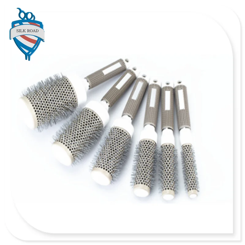 Ceramic & Nylon Round Hair Brush Quiff Roller Comb For Diy Hairstyle ...