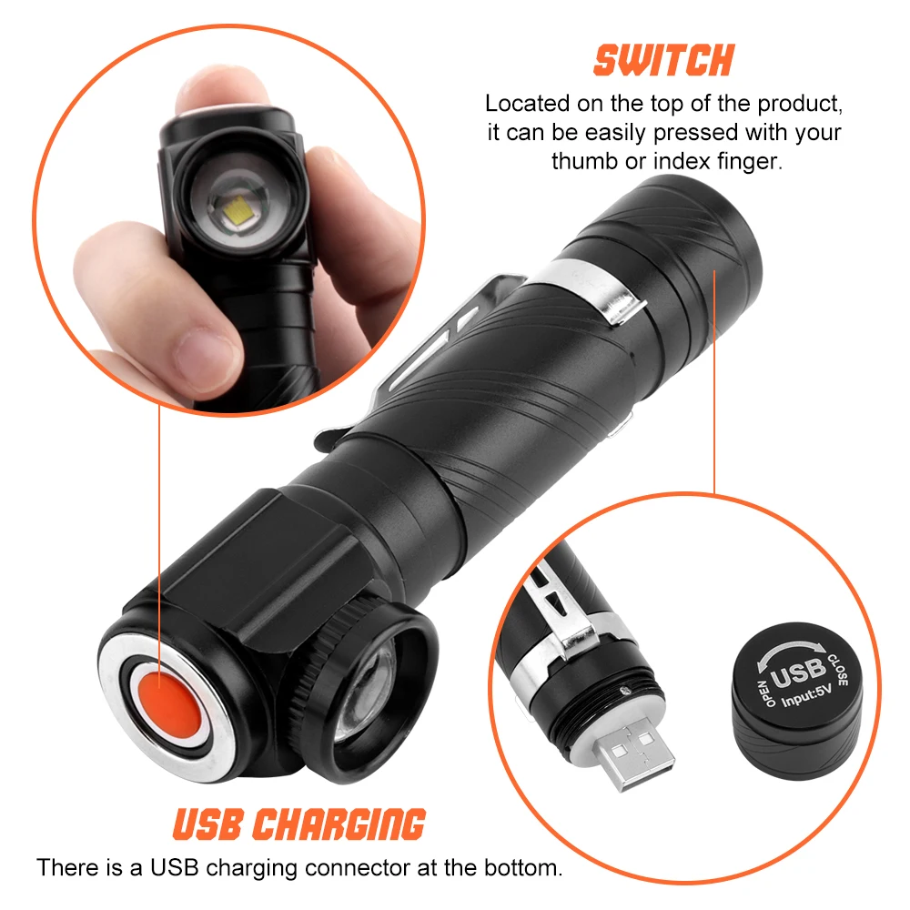 Multi Function Magnetic Zoom Headlamp T6 Led Torch Magnetic Flashlight ...