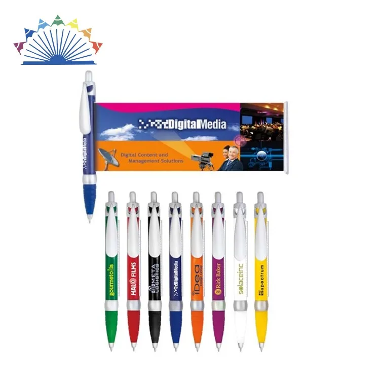 Customized Logo Pull Out Banner Pen for Promotional Use