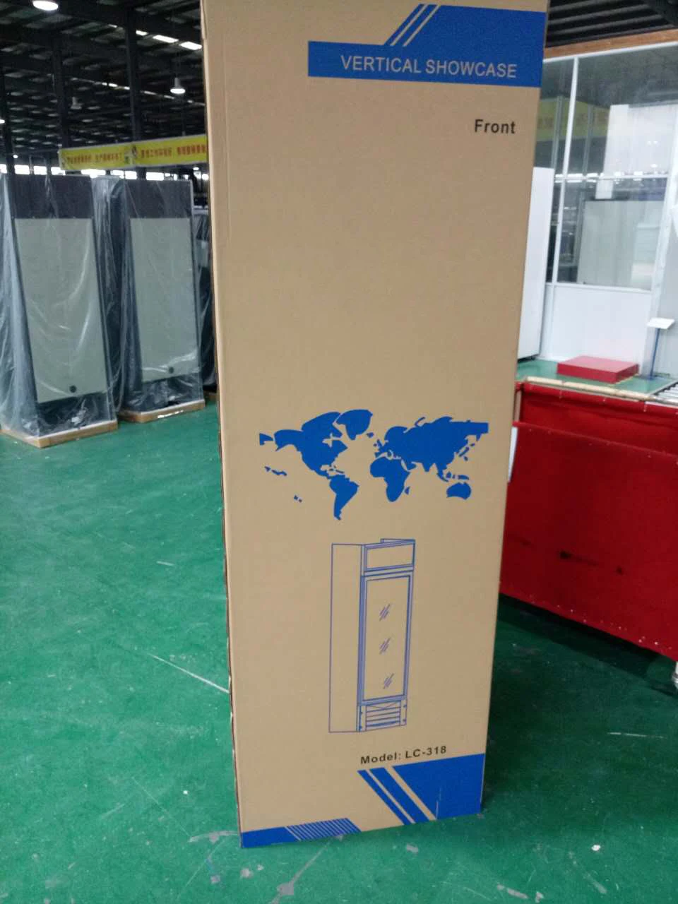 Supermarket Vertical Refrigerated Glass Display Showcase