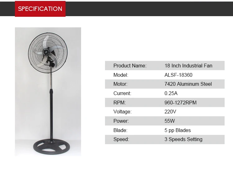 18 Inch Industrial Fan - 360 Degree Oscillating Cooling