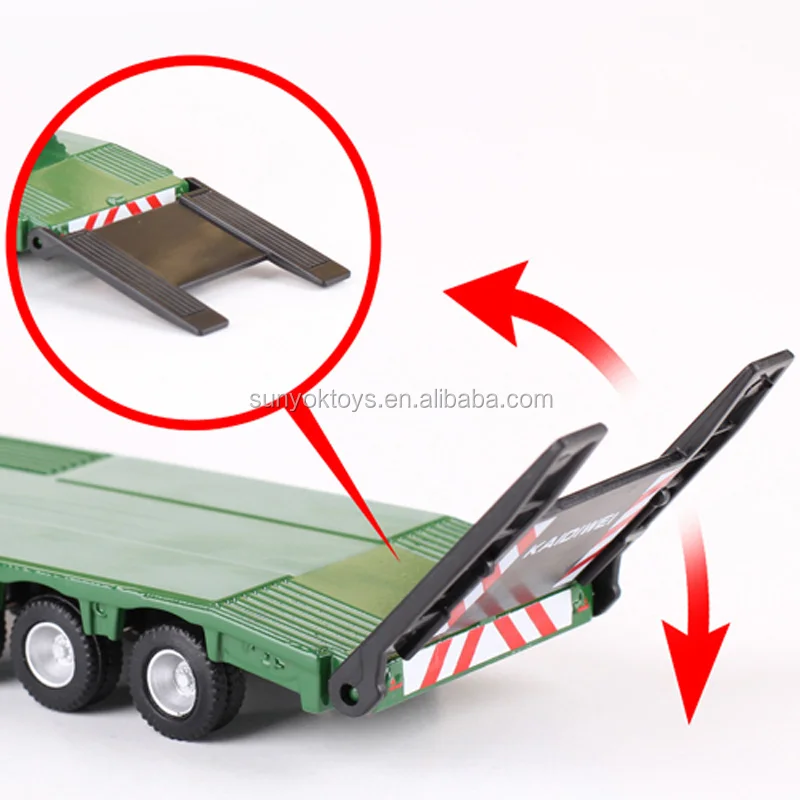 Construction Car 1:50 Low Loader With Excavator Model Diecast Truck ...