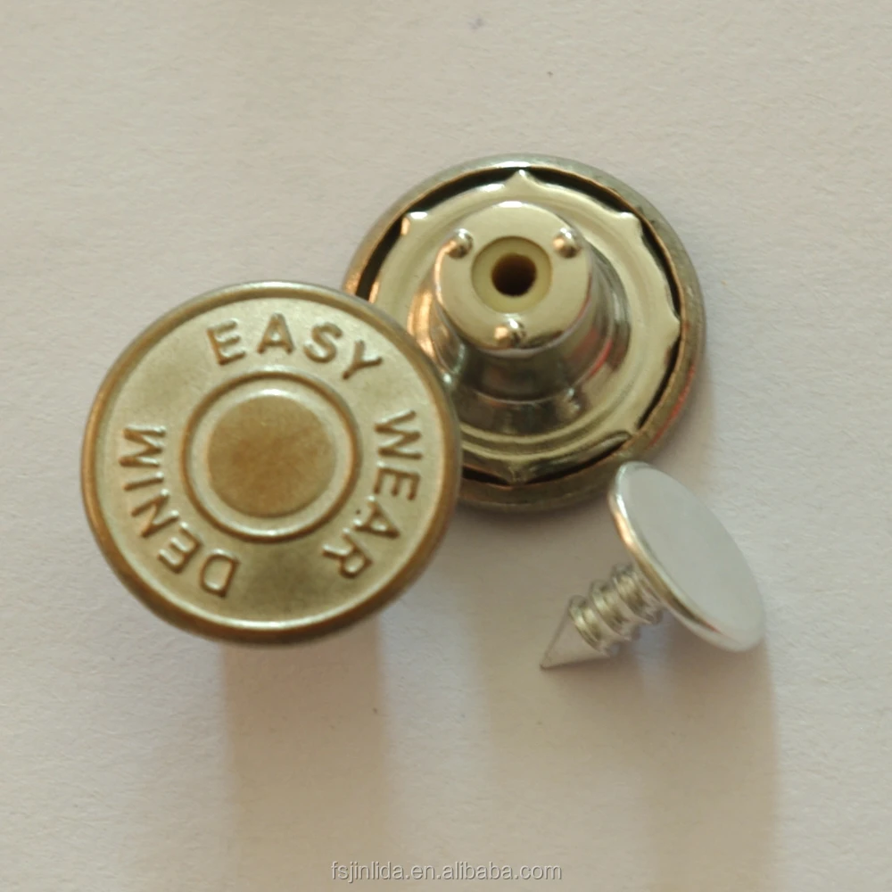 20mm 15mm Metal 65 Brass Copper Tin Color Jeans Shank Button For Denim ...