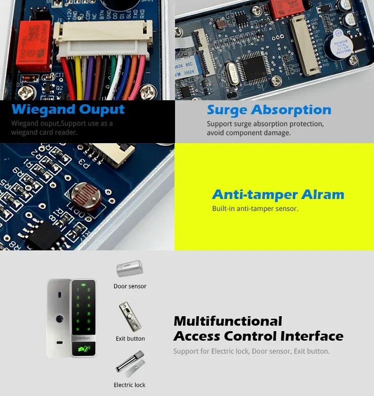 Standalone 12VDC Touch-Screen Password Keypad RFID IC ID Card Door ...