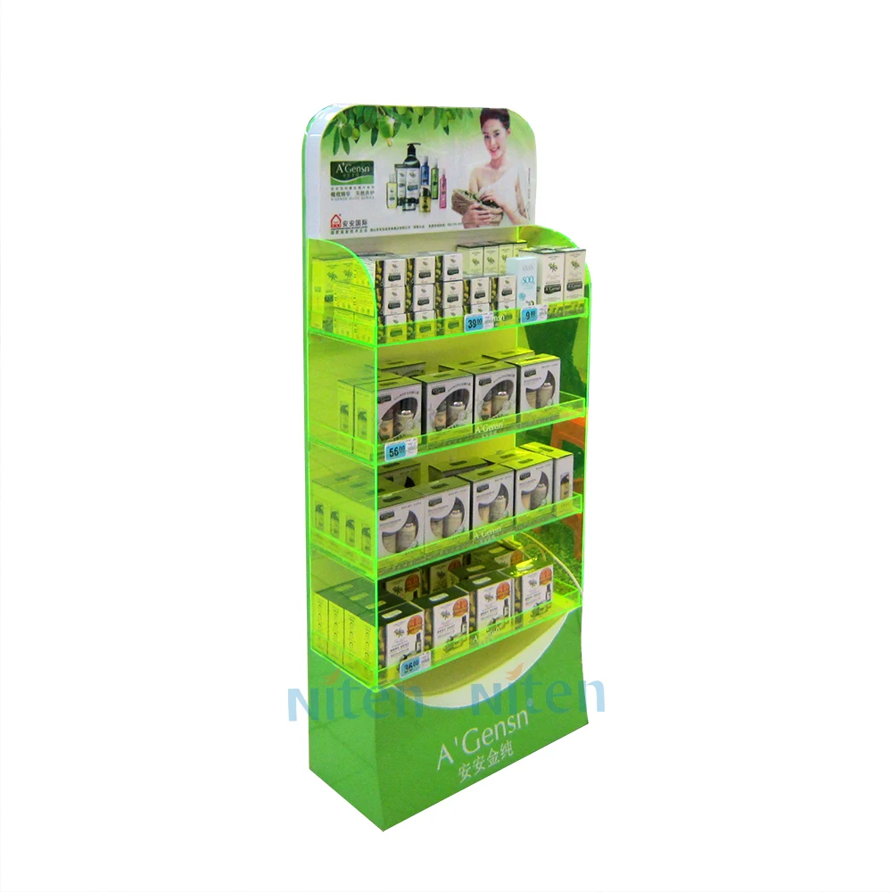 Salon Shampoo Merchandising Display Fixtures Wooden Soap Display Rack ...