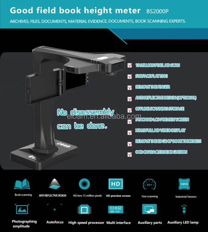 Eloam Automatic Book Scanner Document Camera Scanner Bs2000p Bs1000p ...