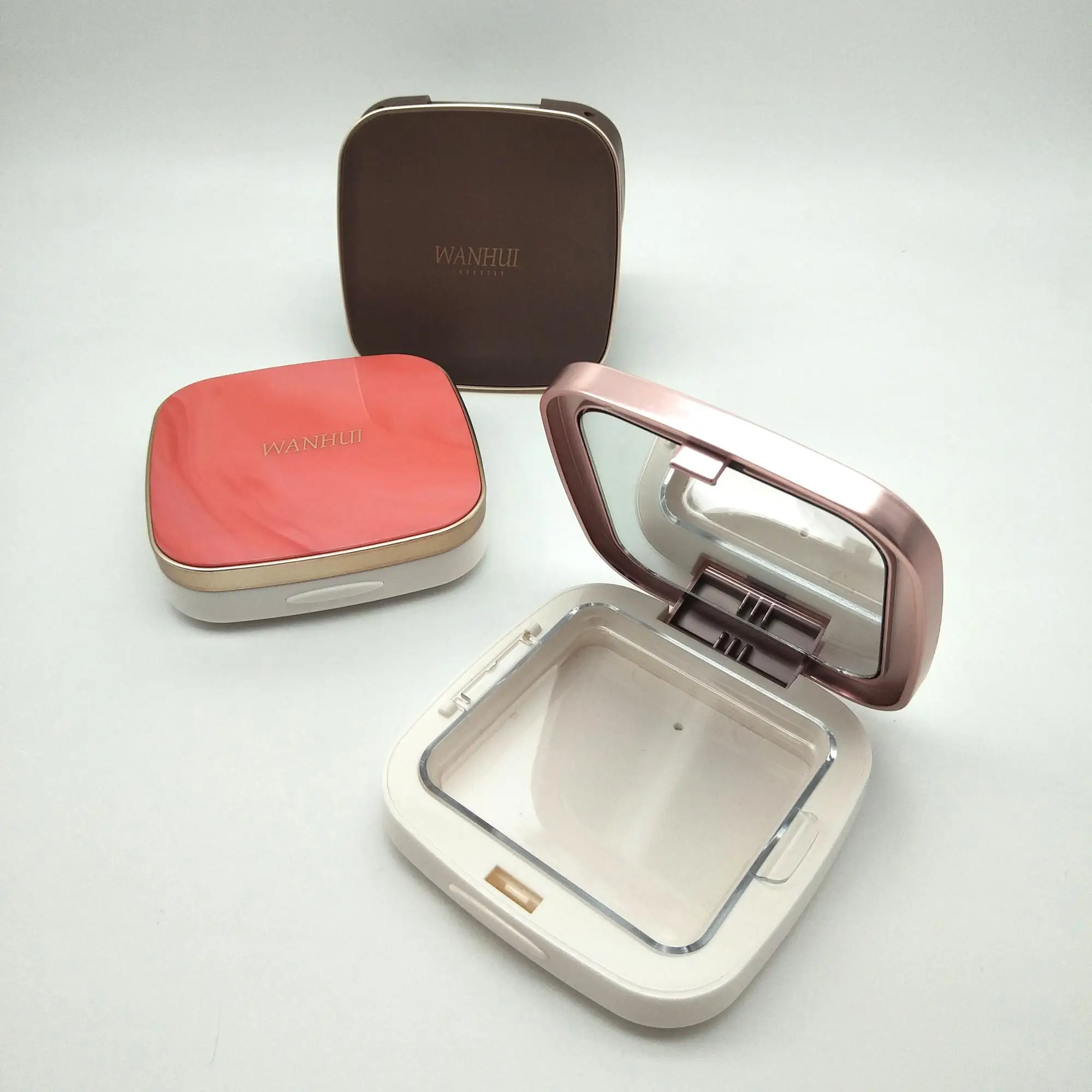 Empty Compact Cosmetics Packaging Pressed Powder Case Wh-f153 Square ...