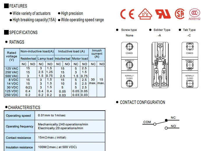 Tend Electrical Switch Inches Switch Micro Switch Tm-1306-1 (sealed Type 15a 250v) - Buy Micro ...