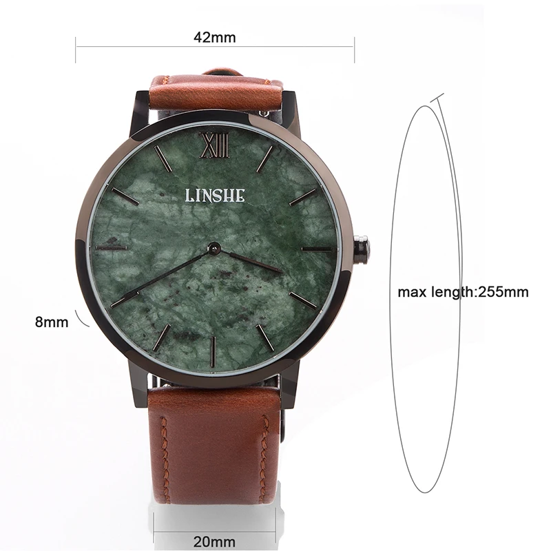 Natural Healing Gem Stone Watch,Men's Leather Stainless Steel ...