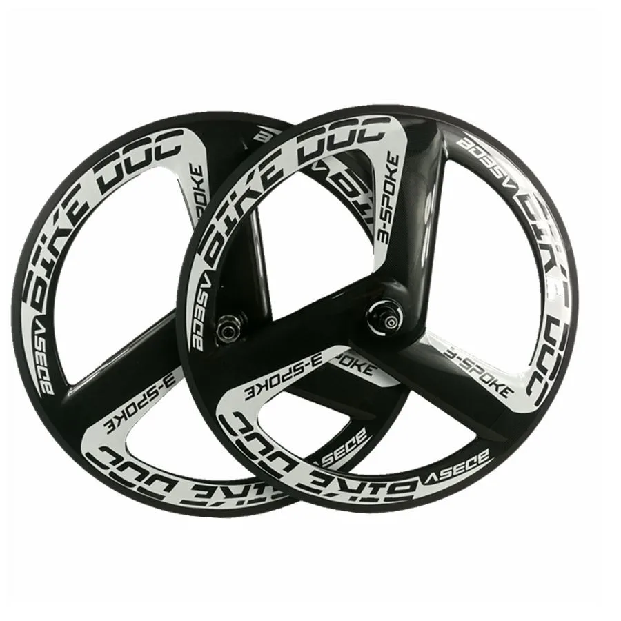 700C 3 Spoke Bicycle Wheel - Customized Carbon Race Wheels