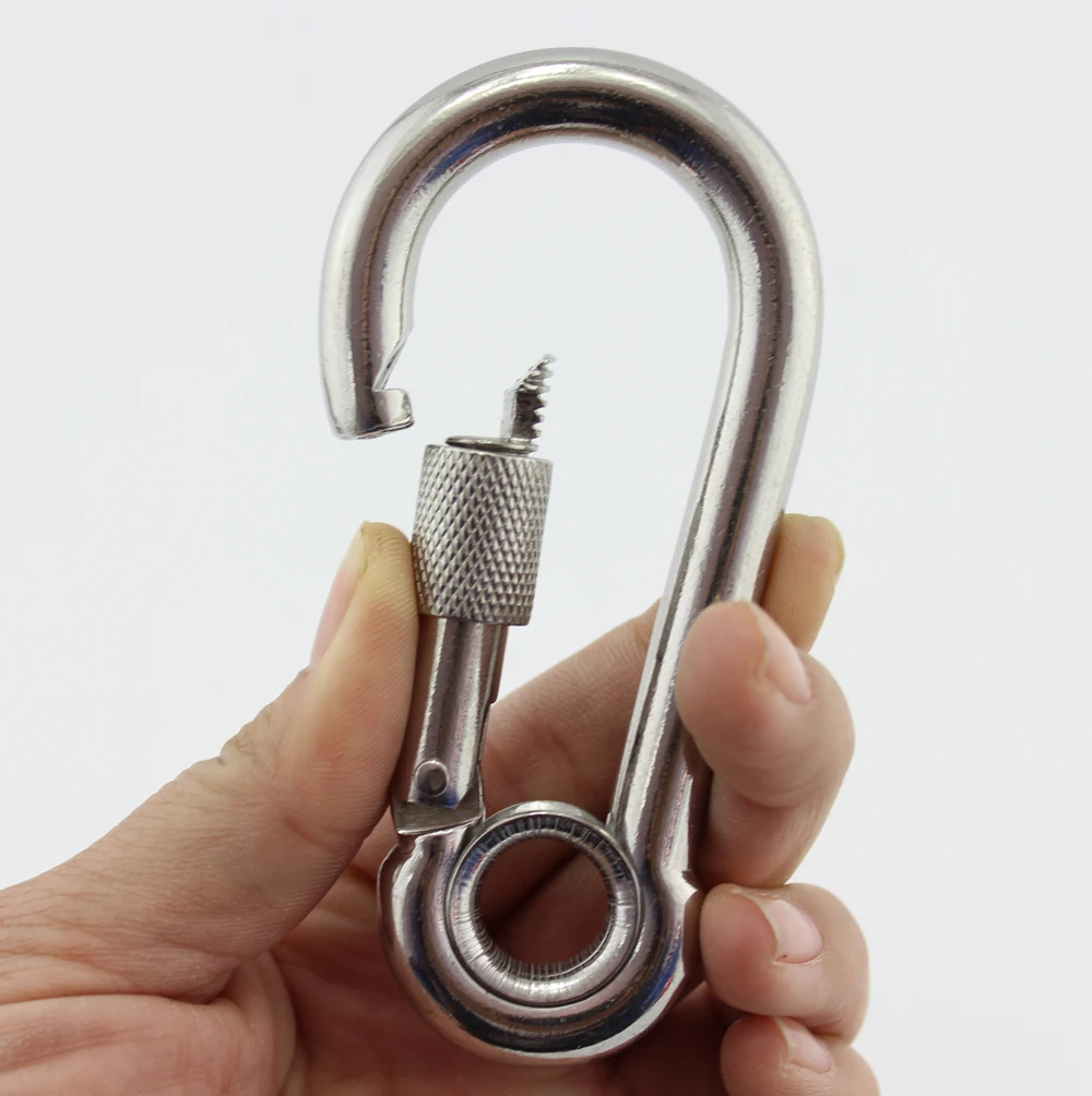 Stainless Steel Safety Screw Nut And Eye Snap Hook Safety Carabiner ...