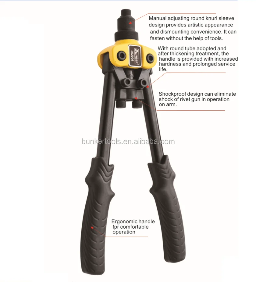 12" Easy Squeeze Blind Rivet Gun Hand Riveter Blind Rivet Nut Tool ...