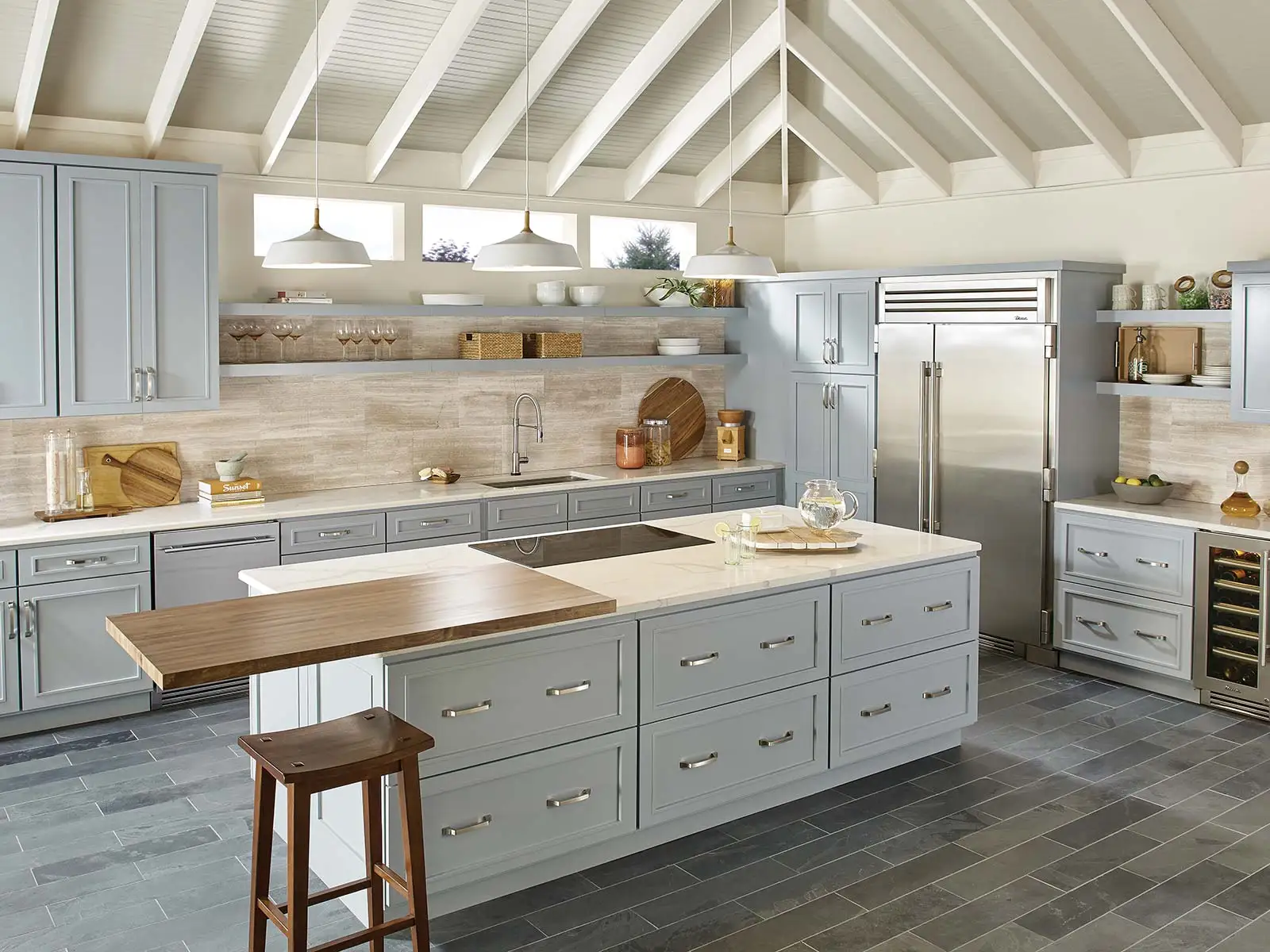 Modular Kitchen Designs with Island Custom Shaker Cabinets