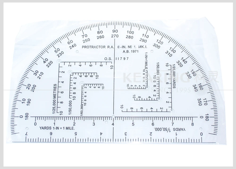 Kearing Acrylic Semi-circle R.a.6 Inch Military Protractor In Degrees ...