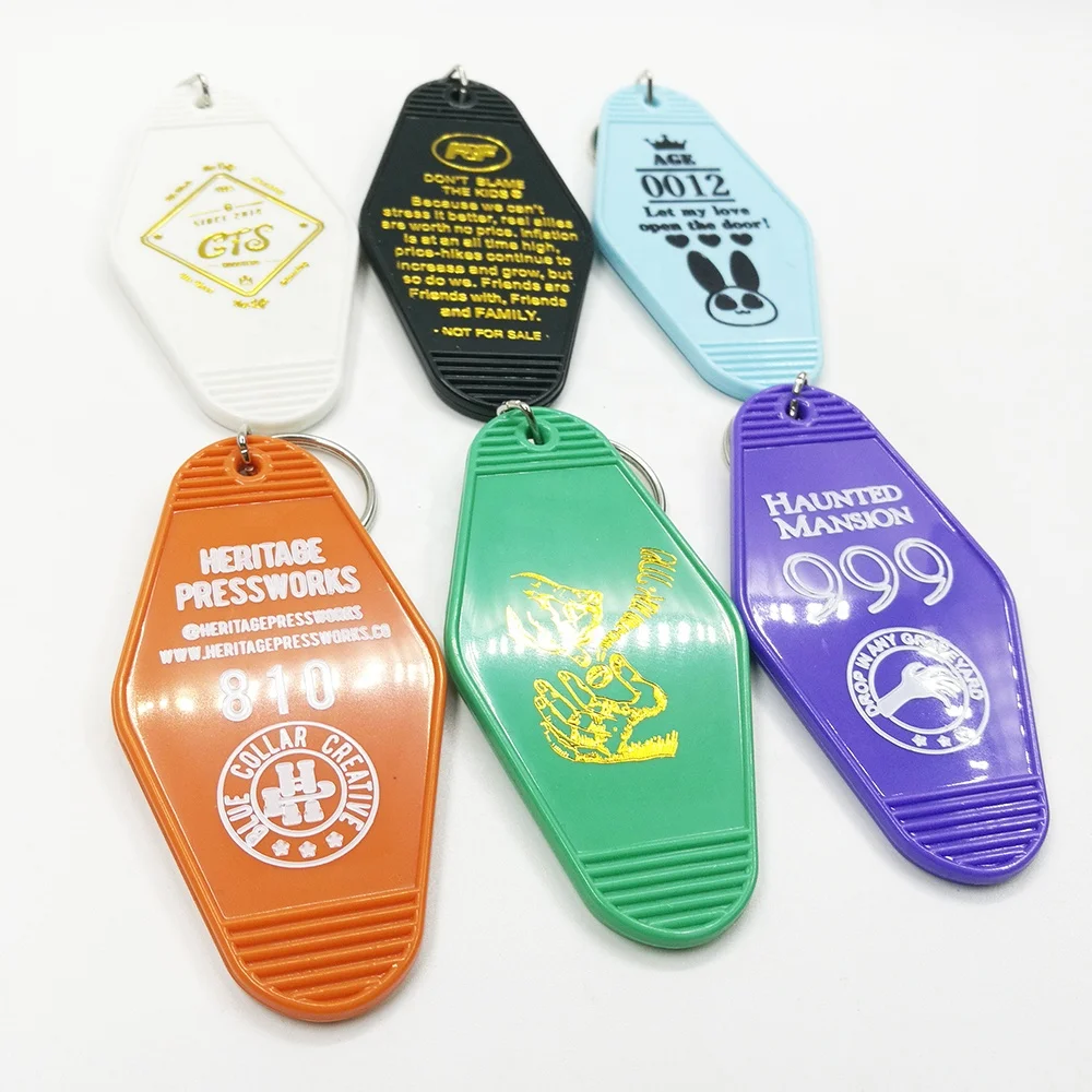 Custom Promotion Hot Stamping Printing Logo Acrylic Hotel Keychain ...