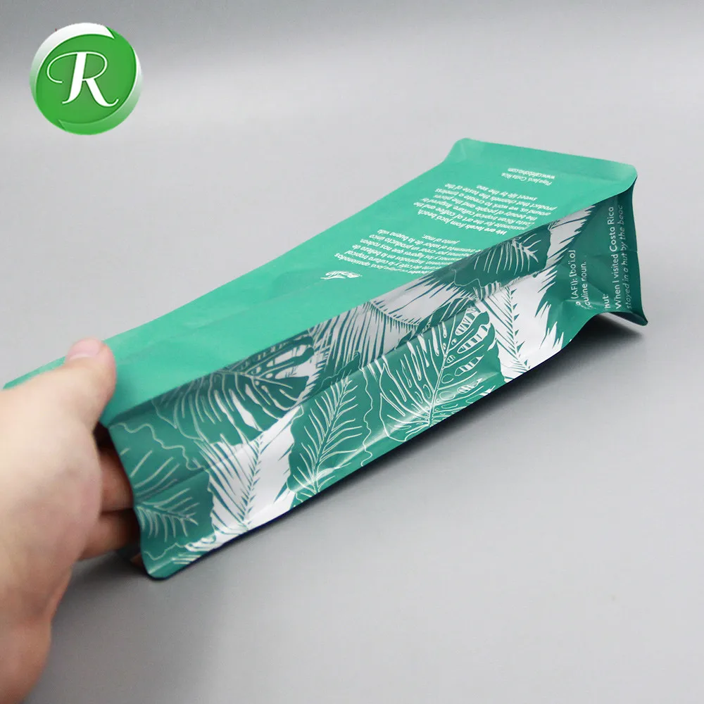 Custom Logo Flat Bottom Box Pouches For Coffee Packaging,Resealable Box ...