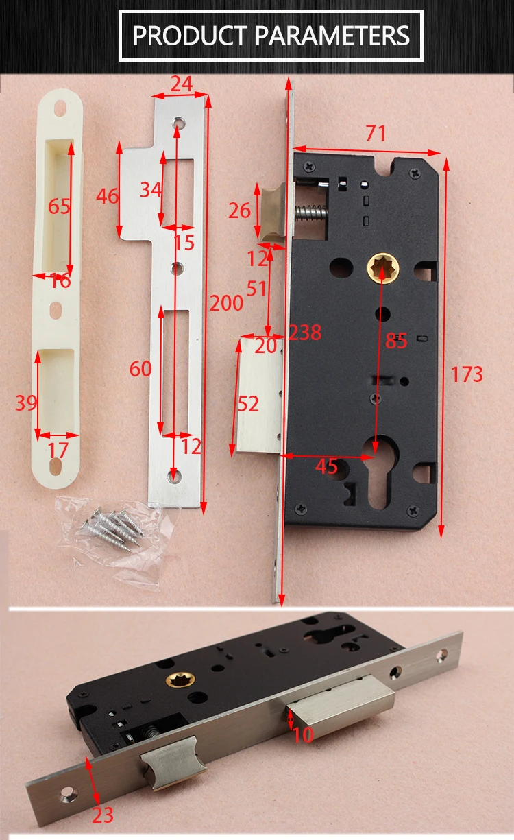 50mm Backset High Security Standard Mortise Door Lock Body With Roller ...