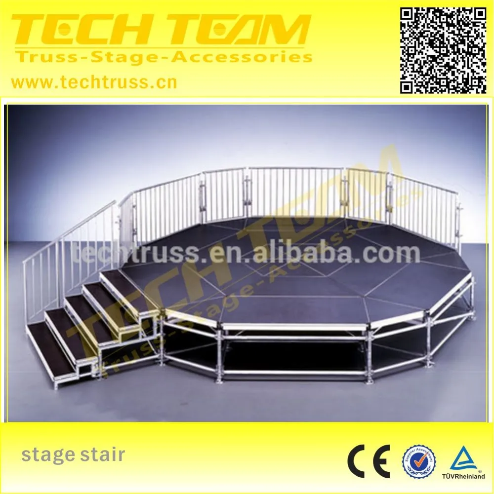 TECH TEAM Portable Stage Platform Stairs - Adjustable & Stylish
