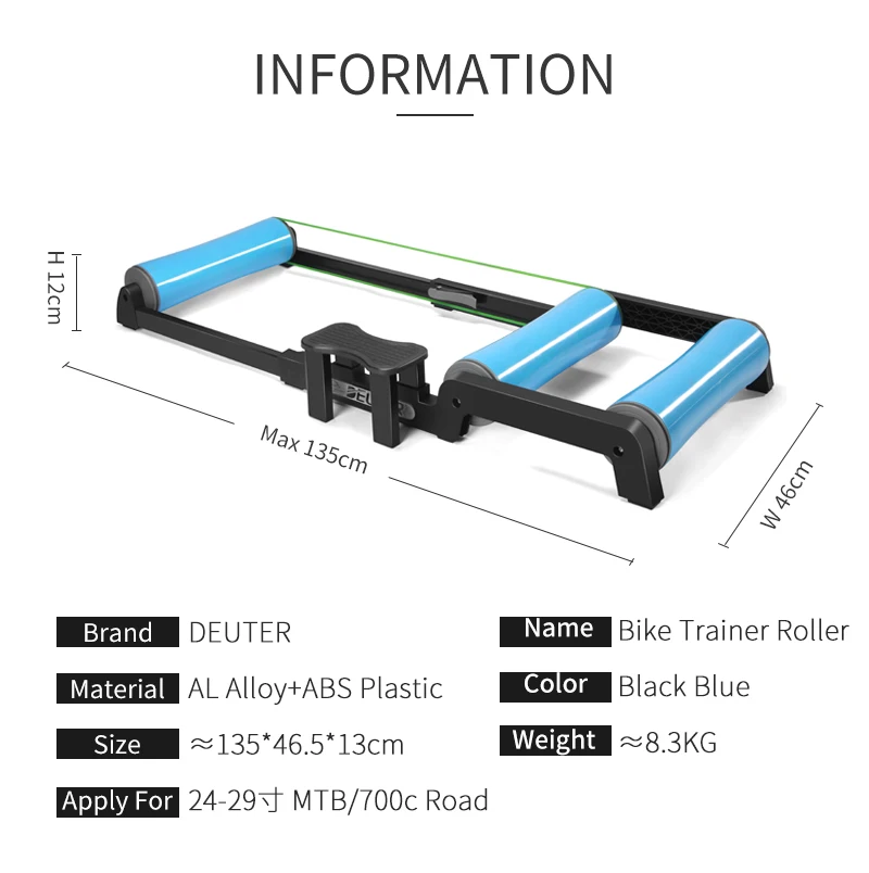 Bike Trainer Rollers - Indoor Cycling Training Fitness