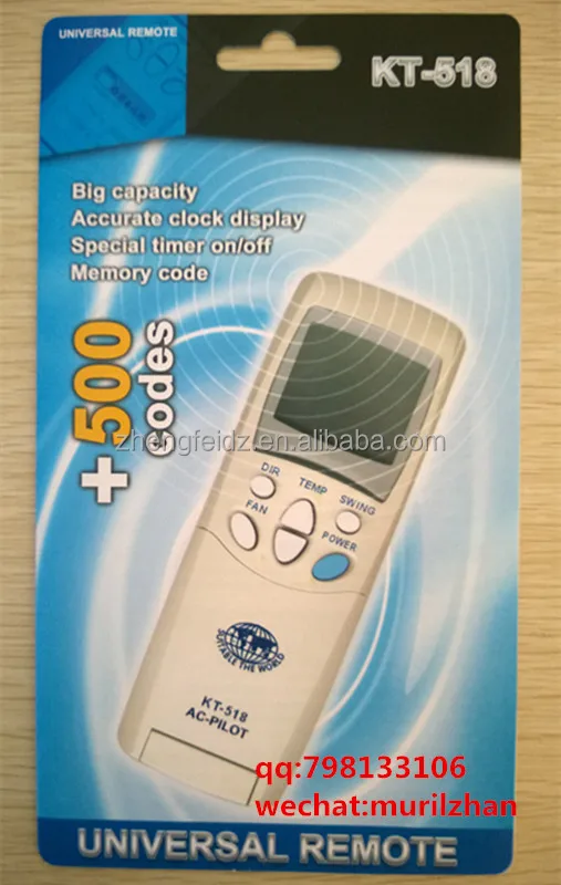 Uvr0334 Univ Kt-518 A/c Pilot Universal Remote +500 Codes Big Capacity ...
