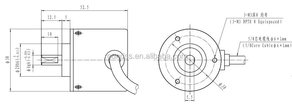 Roundss E38S Series Incremental Rotary Encoder Photoelectric Sensor ...