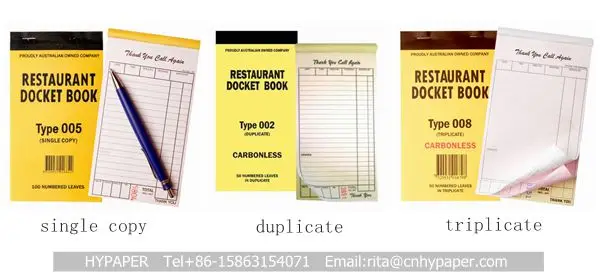 Restaurant One Part Waiter Order Book - Buy Restaurant Waiter Order ...