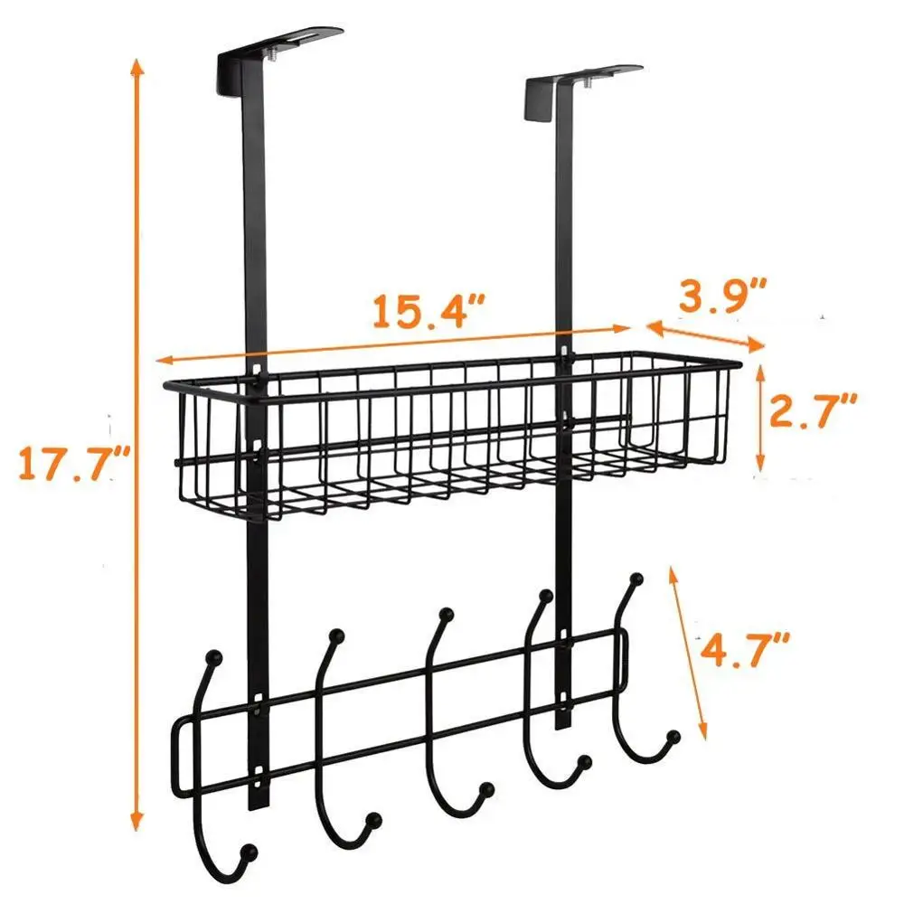 Adjustable Tiered Over The Door Hook Hanger Organizer Rack Shelf With ...