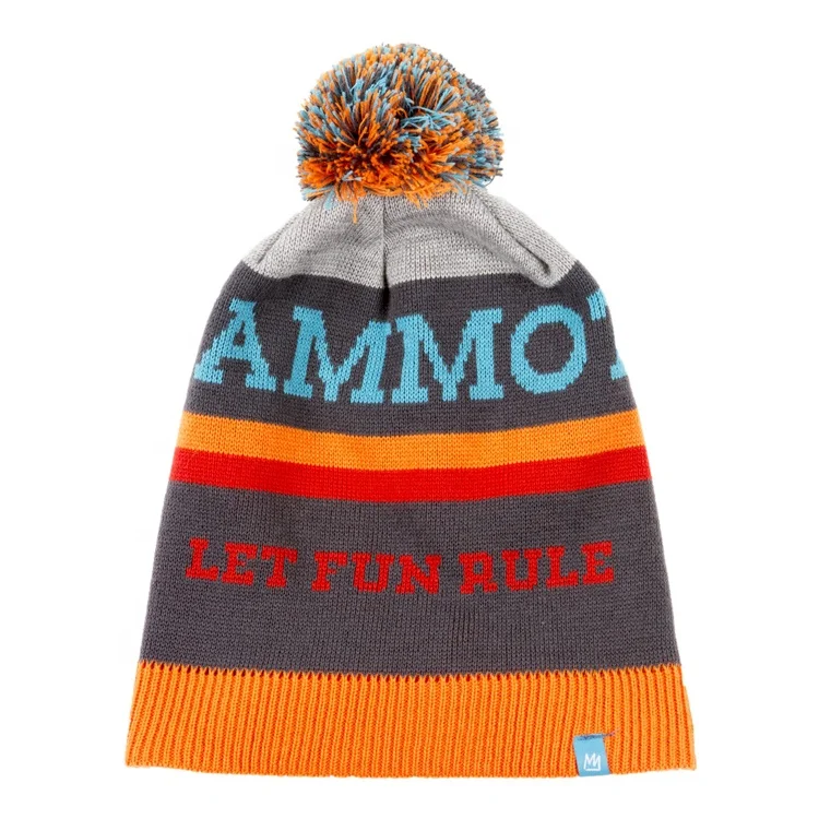 Custom Jacquard Pom Toque With Folded Label Warmly Knit Oversized ...