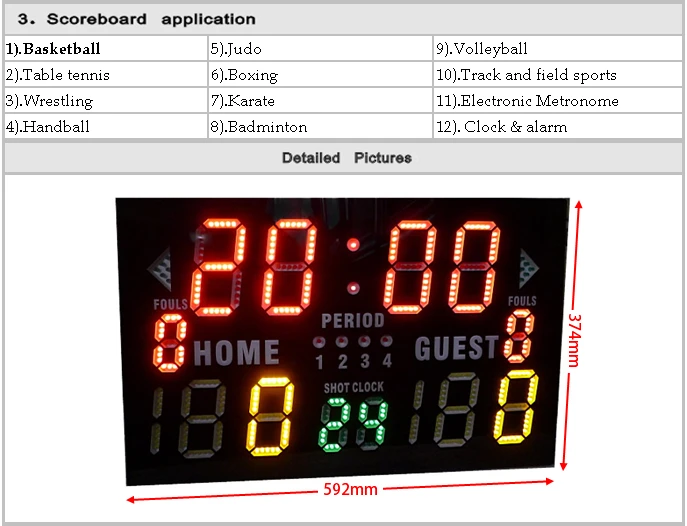Good Quality With Competitive Price Led Basketball Scoreboard - Buy ...