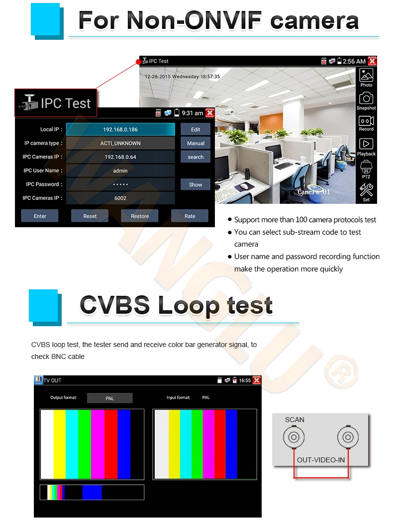 7 Inch Touch Screen Cctv Tester For 8mp Tvi Tvi Cvi Ahd Sdi Ex Sdi/ip ...