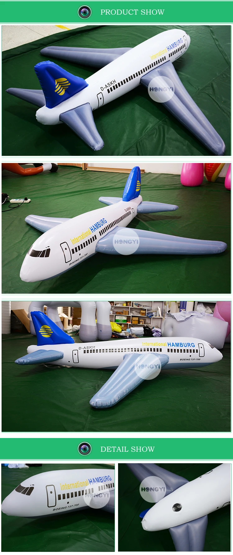 Customized Large Inflatable Airplane Decorations Pvc Inflatable Giant ...