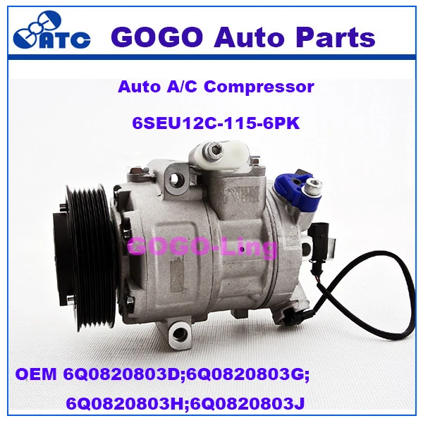 Gogo 6seu12c Auto A/c Compressor Oem 6q0820803d;6q0820803g;6q0820803h ...