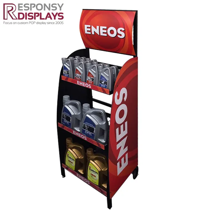 Metal Lubricant And Engine Oil Display Rack With Wheels - Buy Display ...