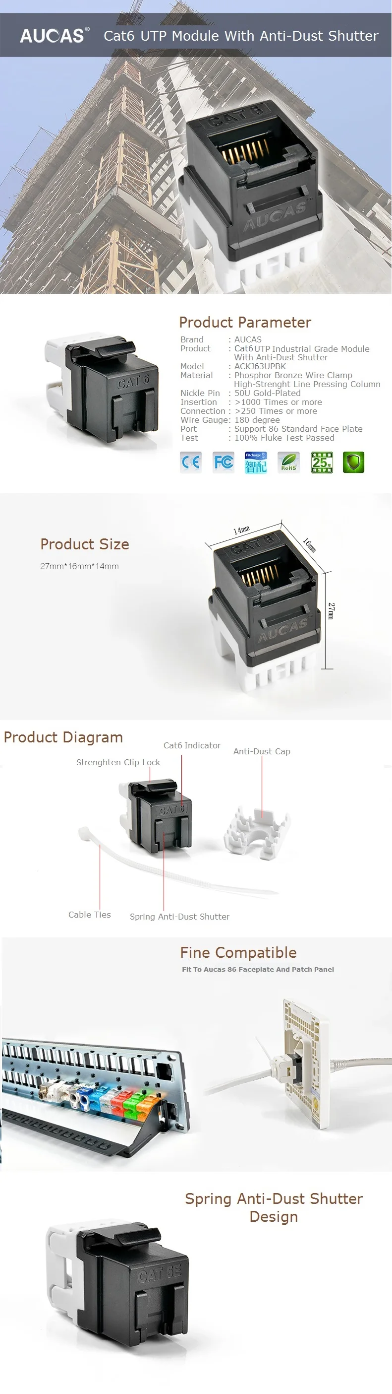 Rj45 Cat6 Utp Rj45 Female Keystone Jack With Genius Quality - Buy ...