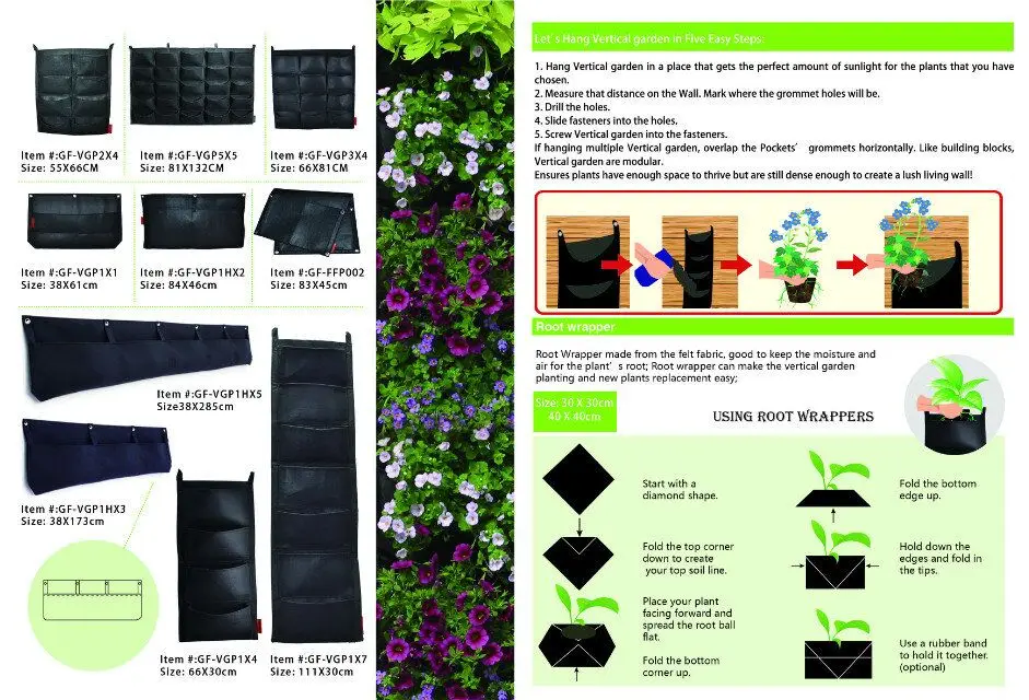 Hanging Green Living Vertical Wall Mounted Flower Planter Pot - Buy ...