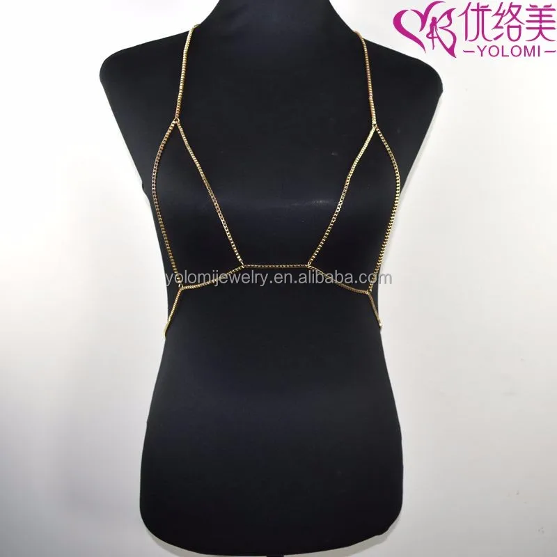 Sexy Bra Chain Body Jewelry Making Supplier Gold Body Necklace Jewelry ...