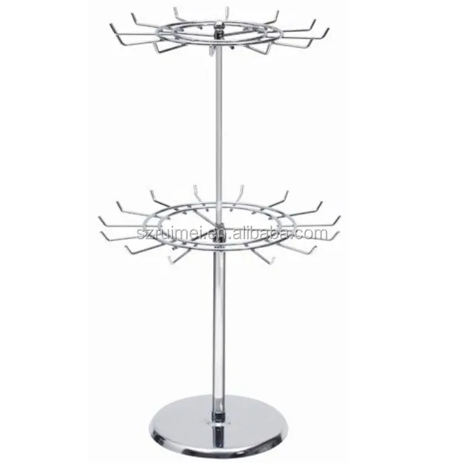 Customized 2-tier Rotating Peg Hooks Metal Counter Top Spinner Rack ...