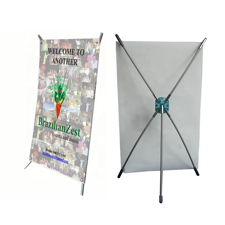 Small Tabletop X Banner Display Stand - Aluminum & CMYK Printing