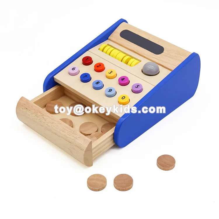 New Style Kids Cash Register Wooden Cashier Toy For Pretend Play ...