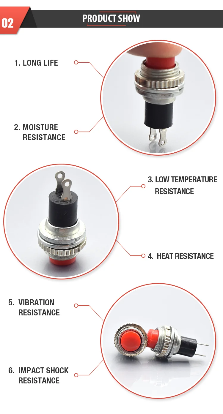 0.5a 250v Inching Ip65 Push Button Switch Miniature Electronics Push ...
