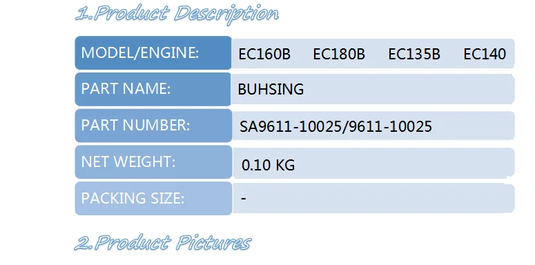 BUHSING for EC160B EC180B EC135B EC140 EC210 EC240 EC290B