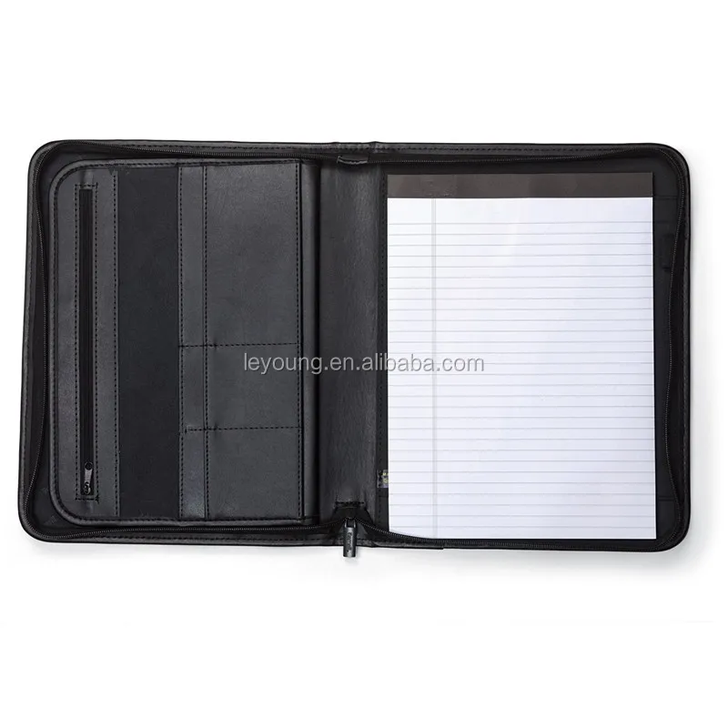 Leather Hardcover Zip Document Holder File Folder - Buy A4 Hardcover ...