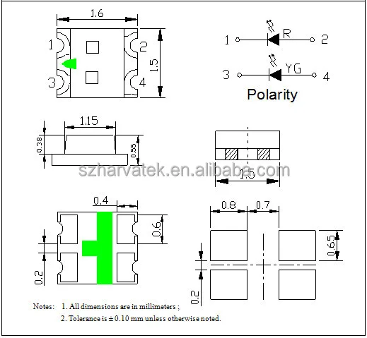 Smd Led 0603 Bi Color Red Yellow Green Led - Buy Smd Led 0603,0603 ...