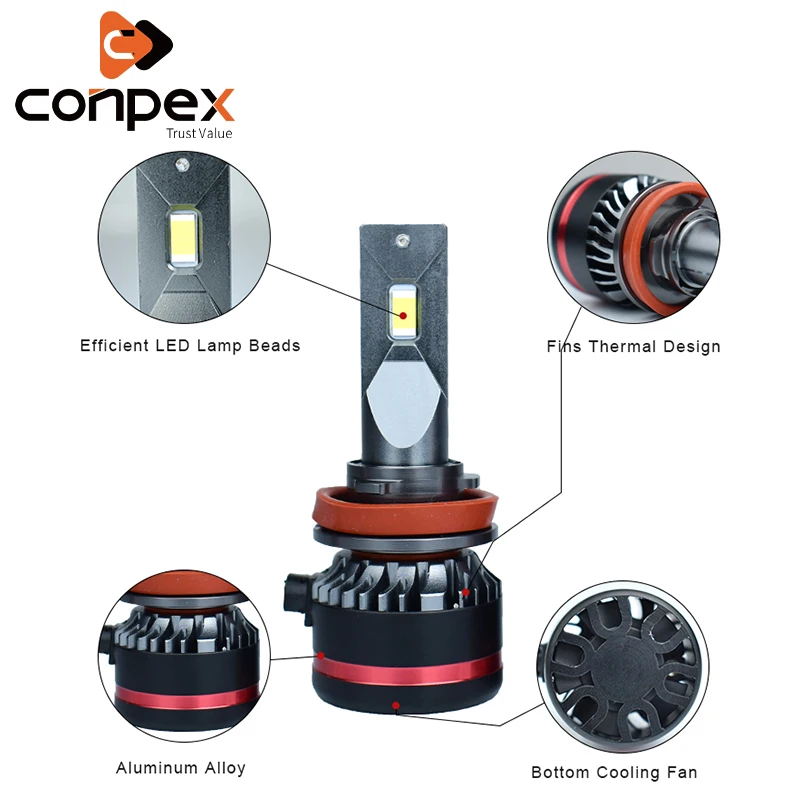 Conpex 45w Universal Led Car Headlight H1 H7 9005 9006 Car Led ...