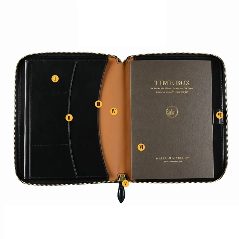 Custom Zipper Notepad Multi-functional Leather Notebook Work Book 80 ...