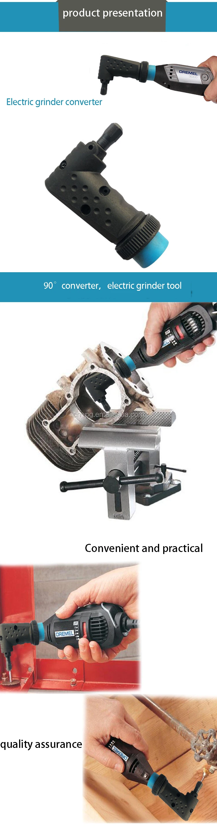 Black 90 Degree Small Electric Grinder Right Angle Corner Bending ...