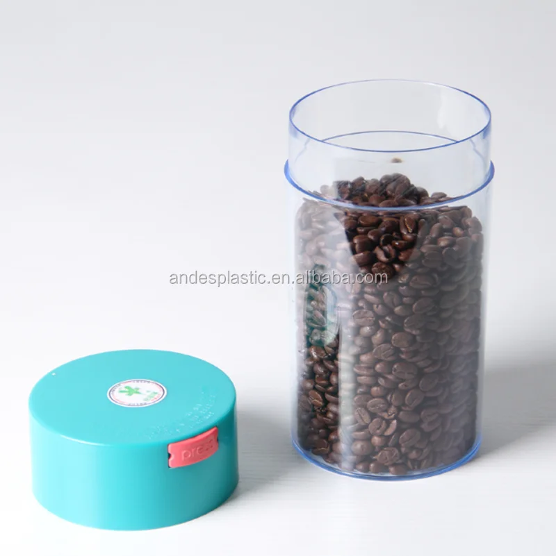 Creative New Style Plastic Airtight Vacuum Tea Or Coffee Bean Container ...